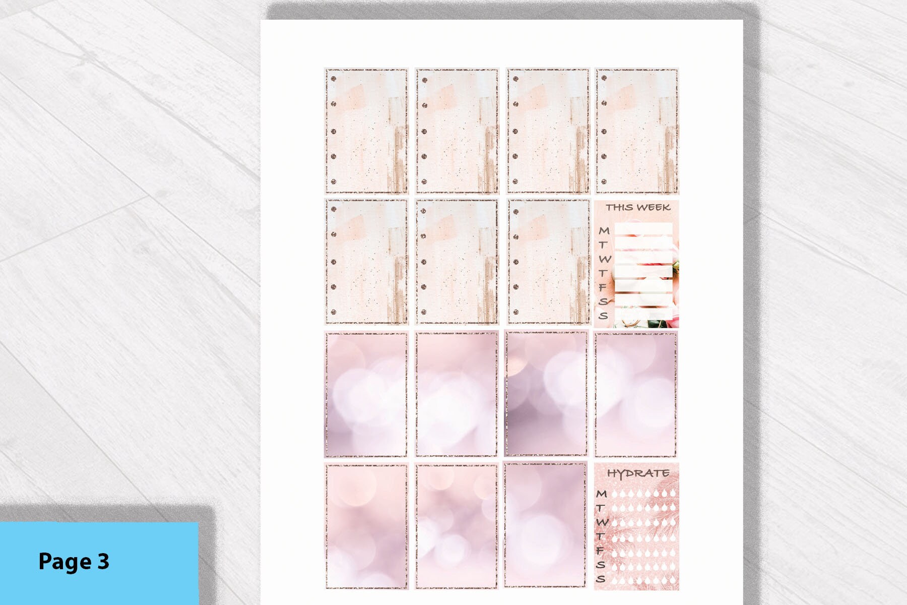 Rose Gold and Pink Printable Weekly Kit Stickers With Roses and ...