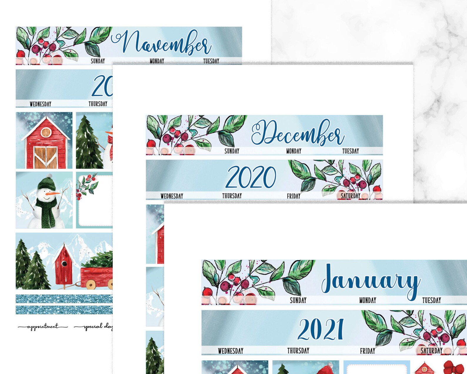 January Monthly Printable Stickers Happy Planner Monthly Kit | Etsy