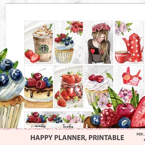 Happy Planner Printable Planner Stickers, Tea Party, Watercolor ...