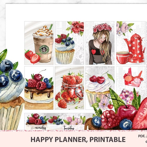 Happy Planner Printable Planner Stickers Tea Party - Etsy