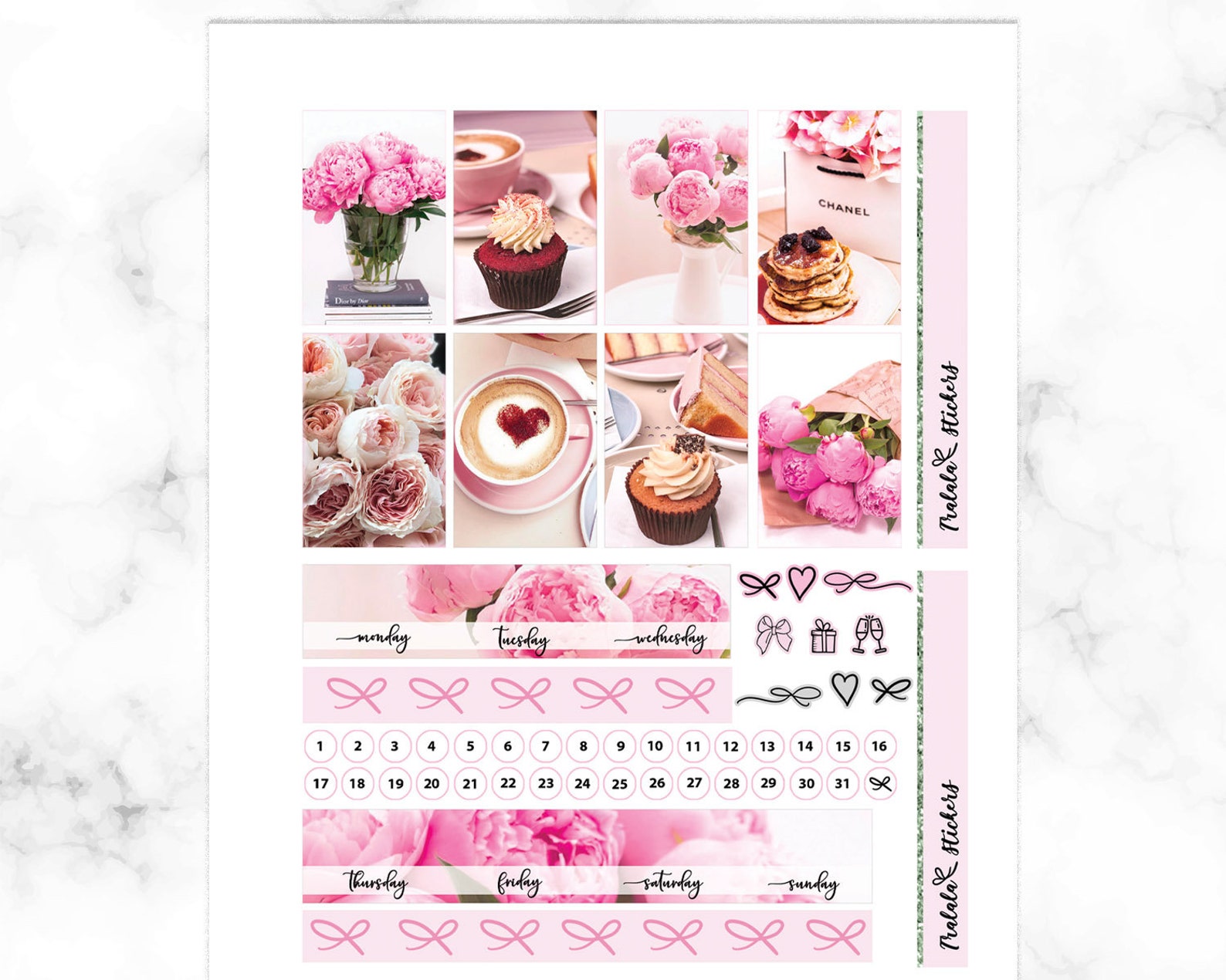 Pink Peonies Mambi Happy Planner Stickers Printable Summer - Etsy