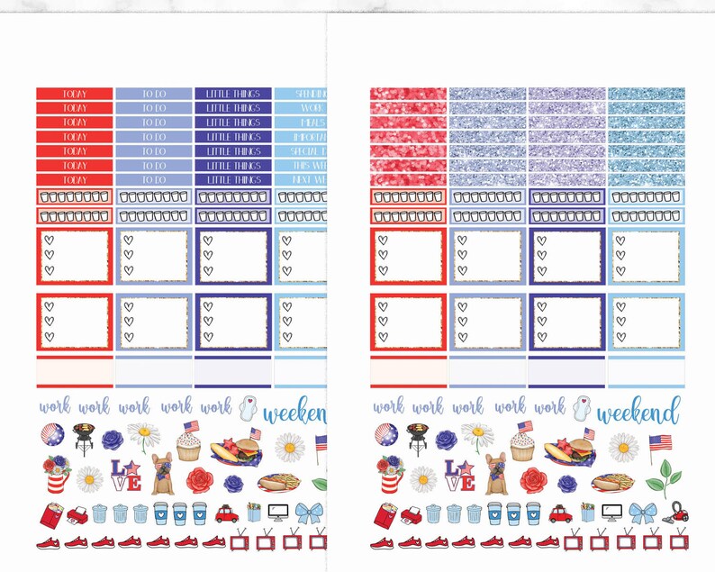 Happy Planner Stickers Printable, Independence Day Kit, Weekly Planner ...