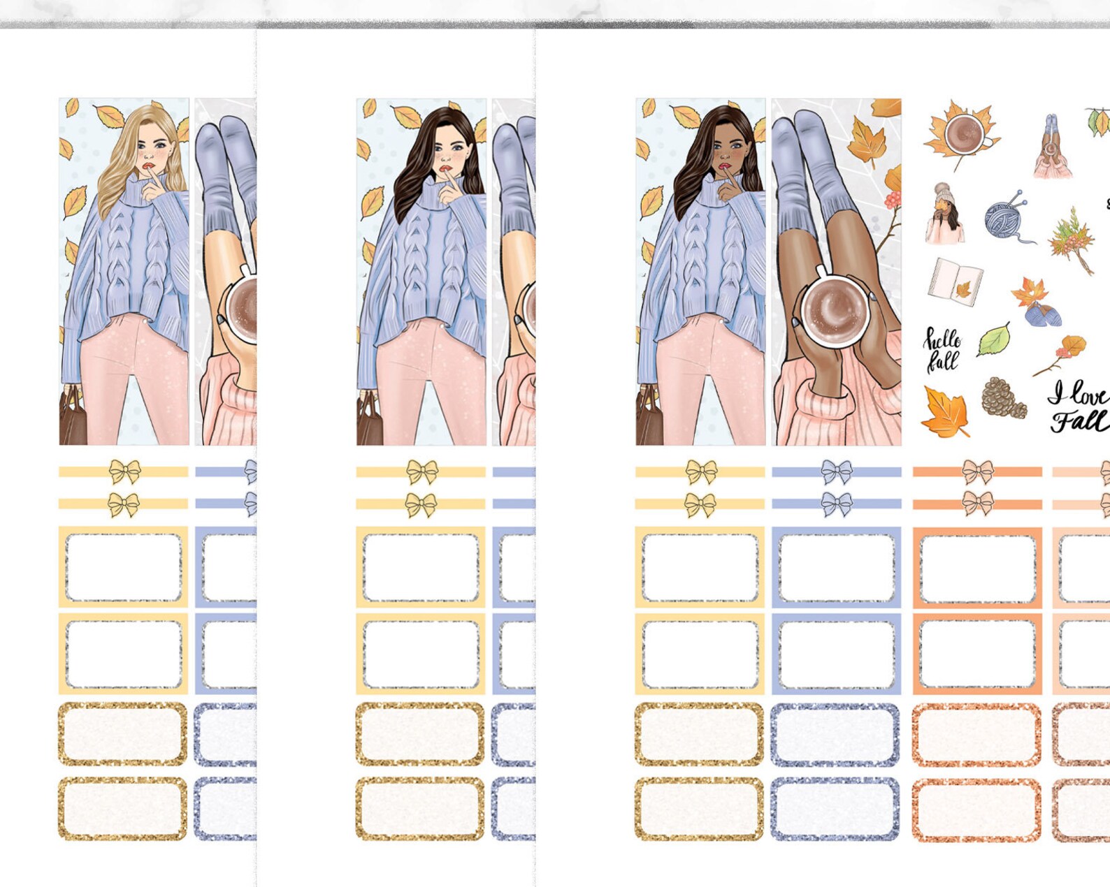Fall Leaves Printable Planner Stickers, Erin Condren Printable Kit ...