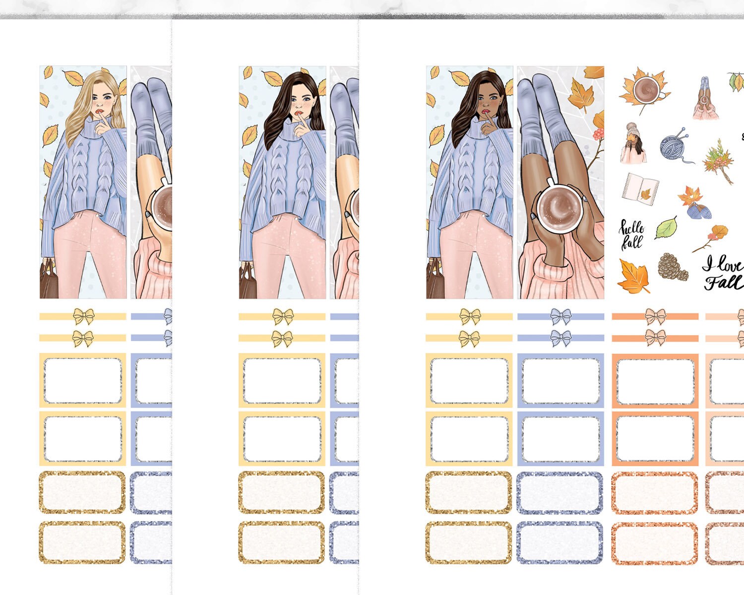 Fall Leaves Printable Planner Stickers, Erin Condren Printable Kit ...