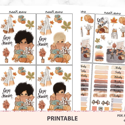 Fall Deco Stickers Bullet Journal Printable Kit With Autumn | Etsy