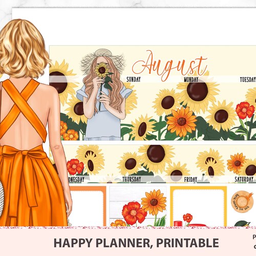 Happy Planner August Monthly Kit PRINTABLE Back to School - Etsy