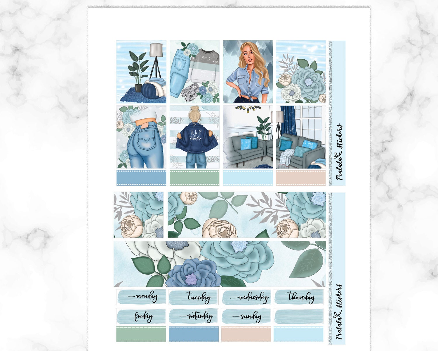 Denim Erin Condren Printable Planner Stickers, ECLP Weekly Kit, Digital ...