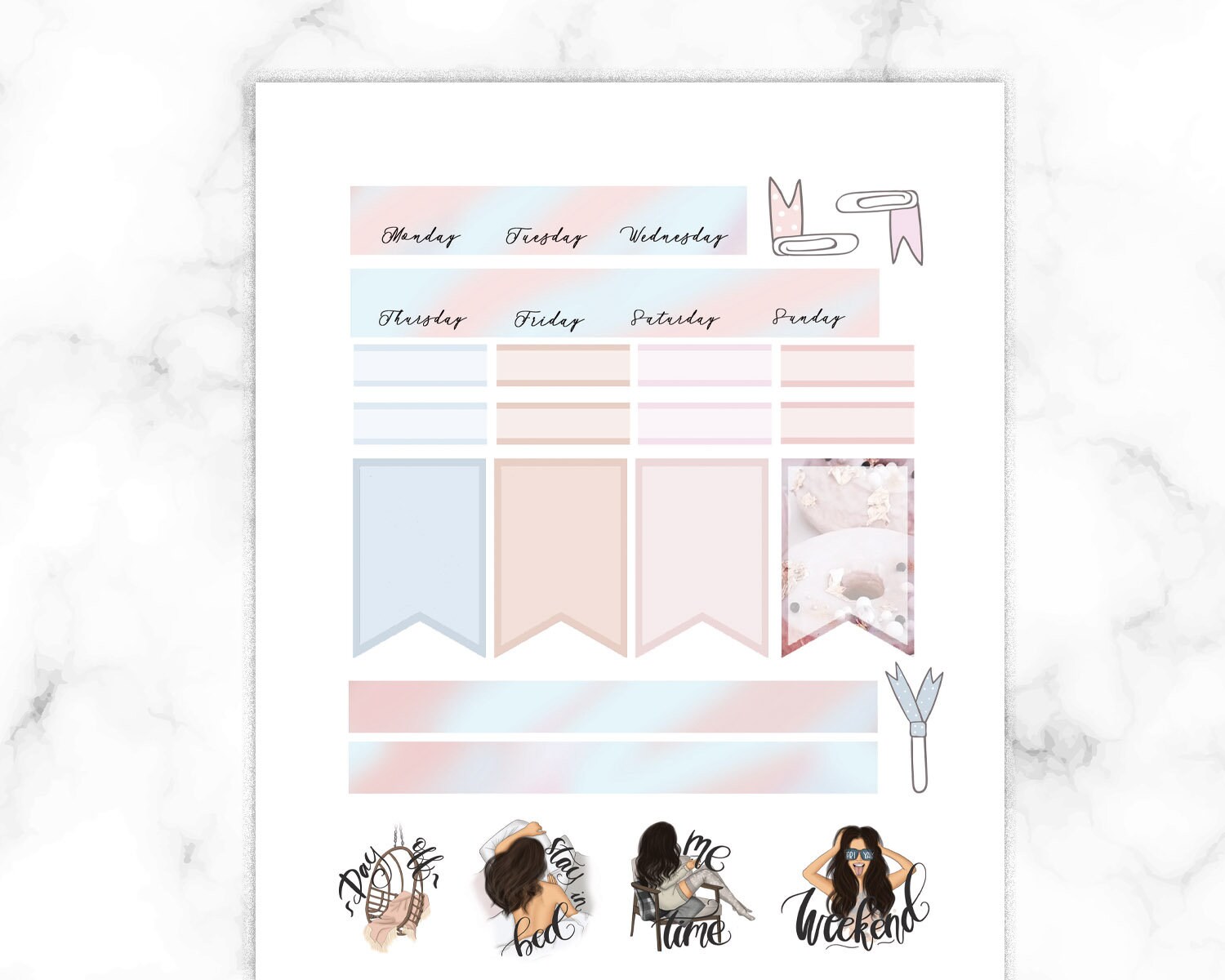 Weekend Vibes Printable Stickers Kit Weekly Planner in Pastel - Etsy