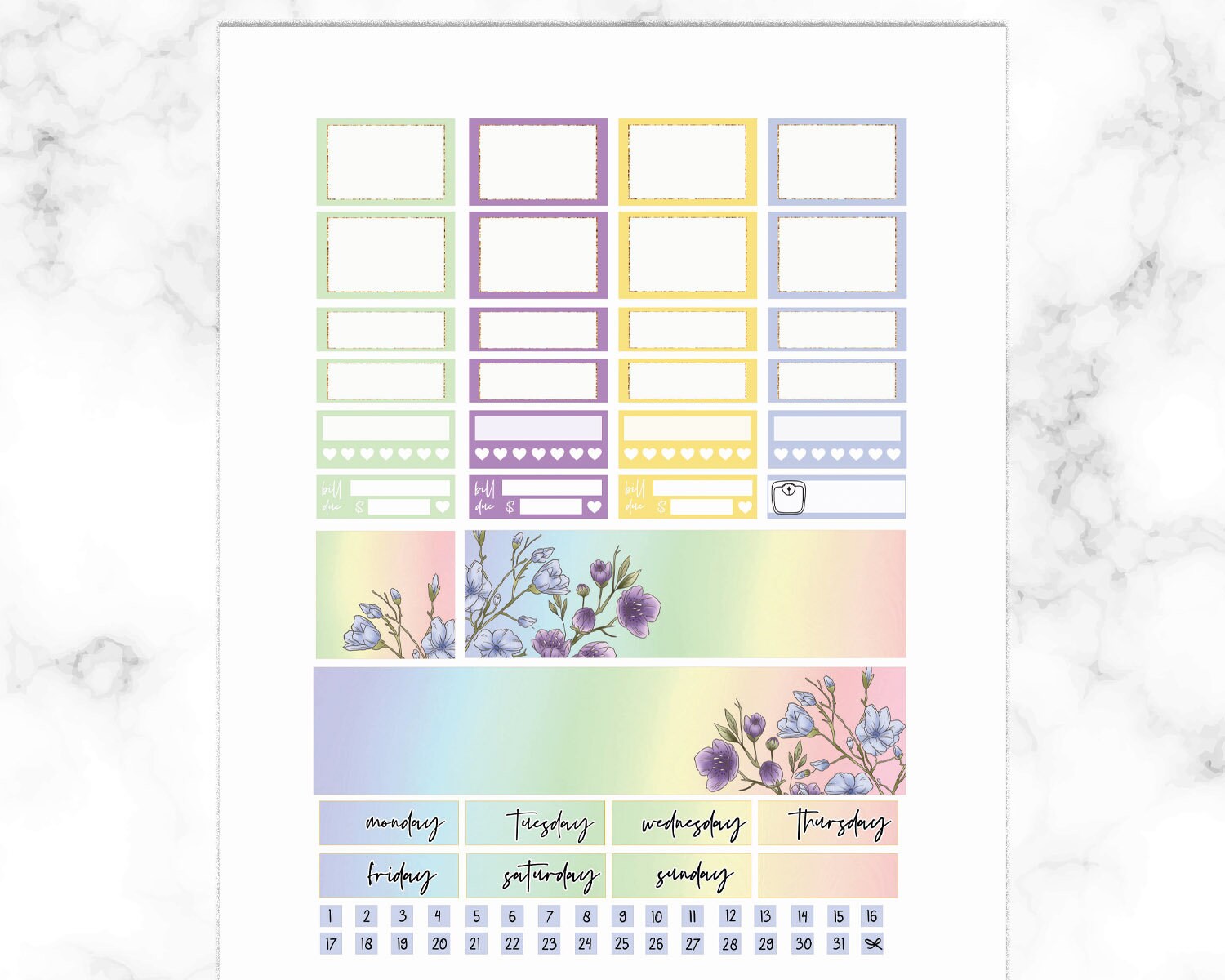 Erin Condren planner stickers printable Pastel weekly kit | Etsy