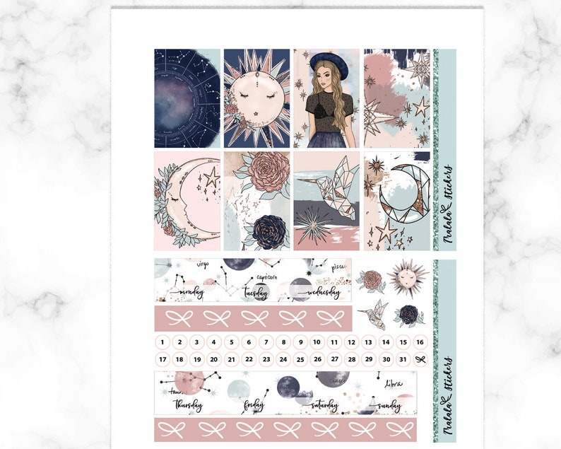 Celestial Printable Planner Stickers Happy Planner MAMBI - Etsy