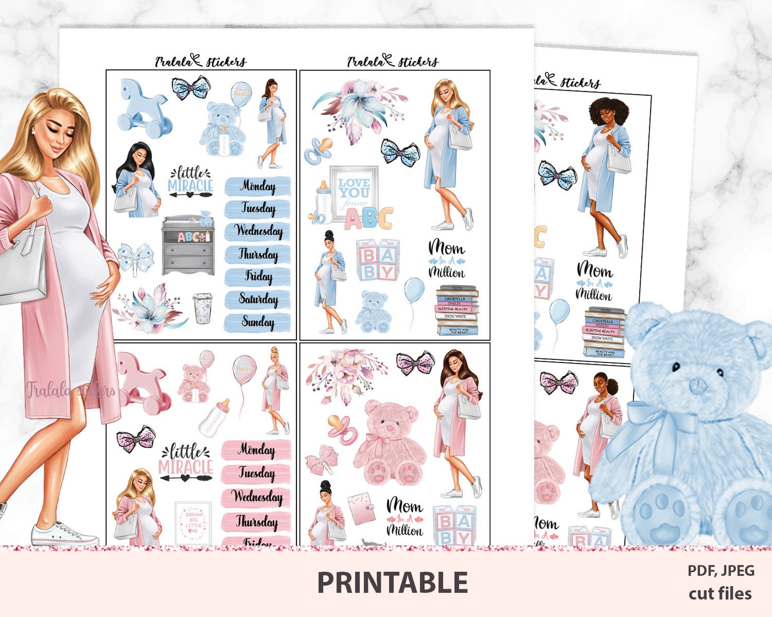 Maternity Stickers Printable, Pregnancy Planner Stickers, Pregnant ...