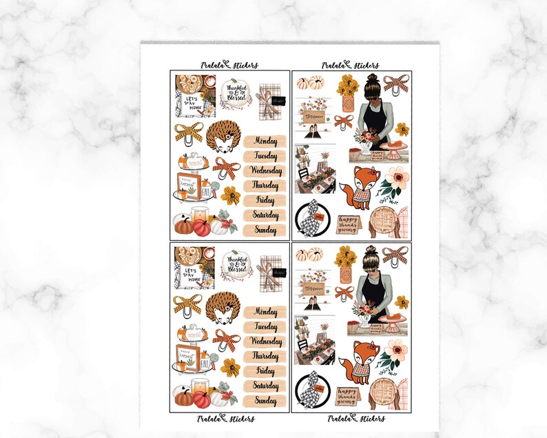 Thanksgiving Planner Stickers Printable Farmhouse Deco Pack. - Etsy
