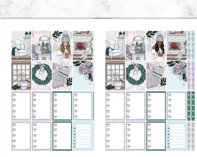 Winter Stickers for Happy Planner Classic, Fashion Girl Weekly Kit for ...