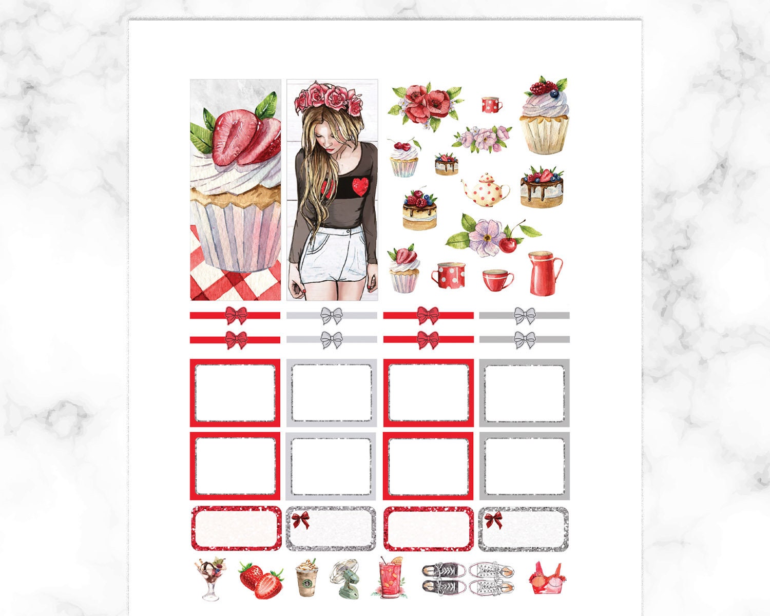 Happy Planner Printable Planner Stickers, Tea Party, Watercolor ...