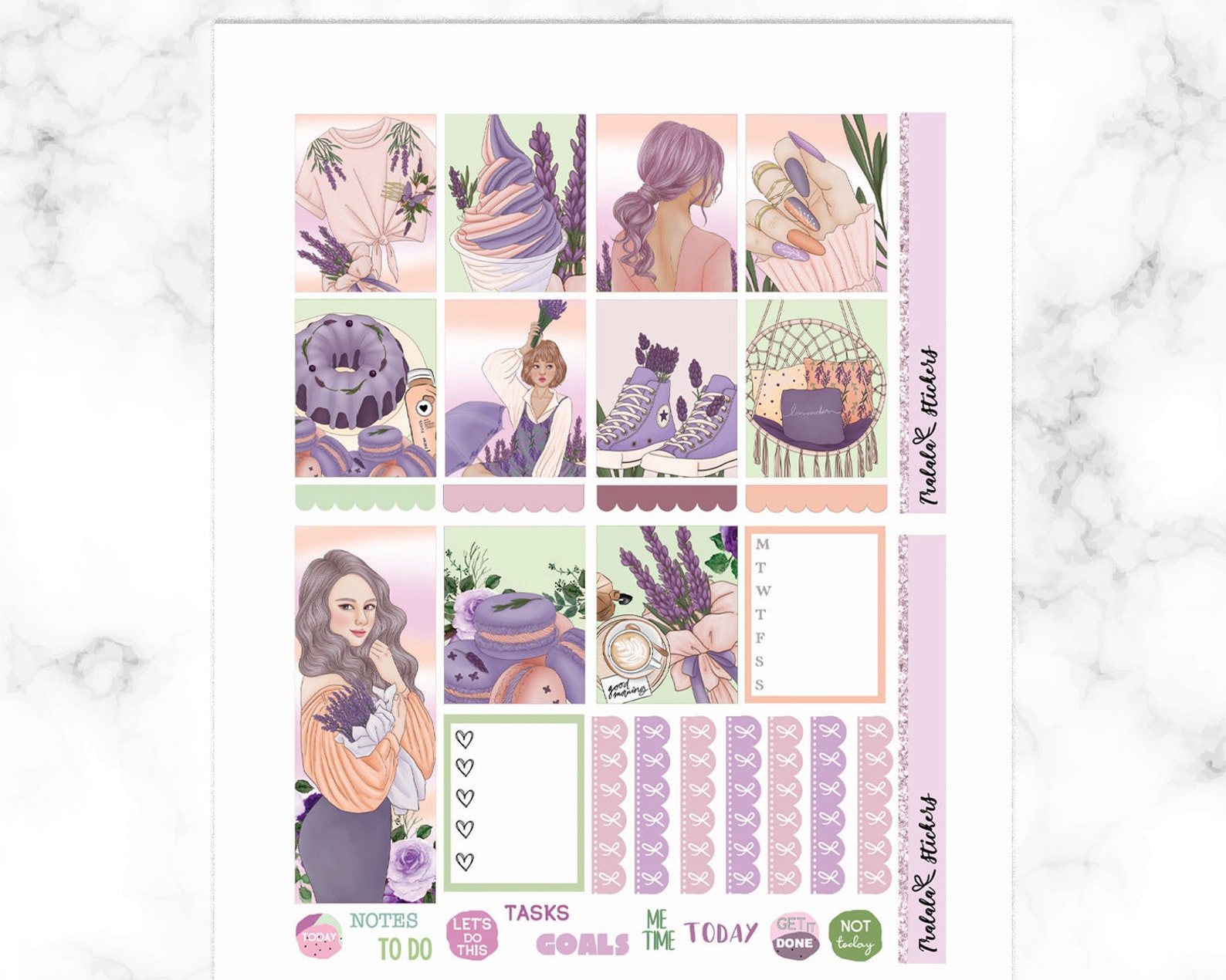 Lavender flowers printable stickers Spring Floral kit | Etsy