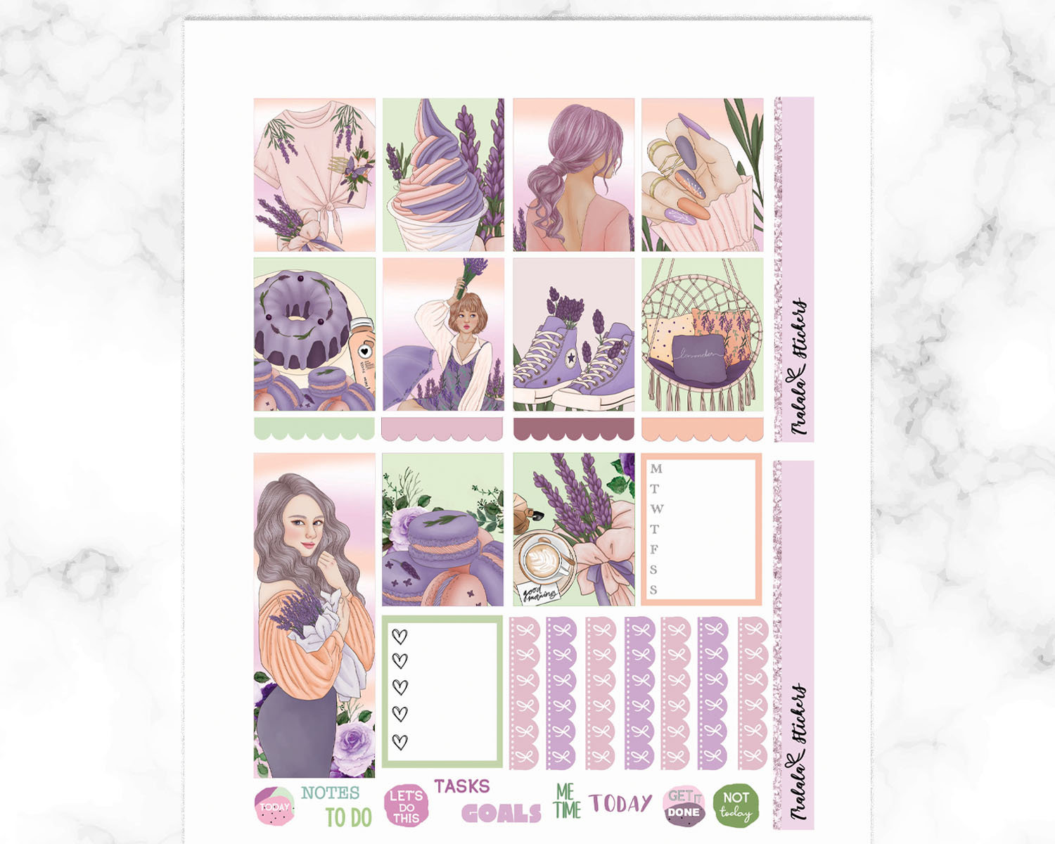 Lavender flowers printable stickers Spring Floral kit | Etsy