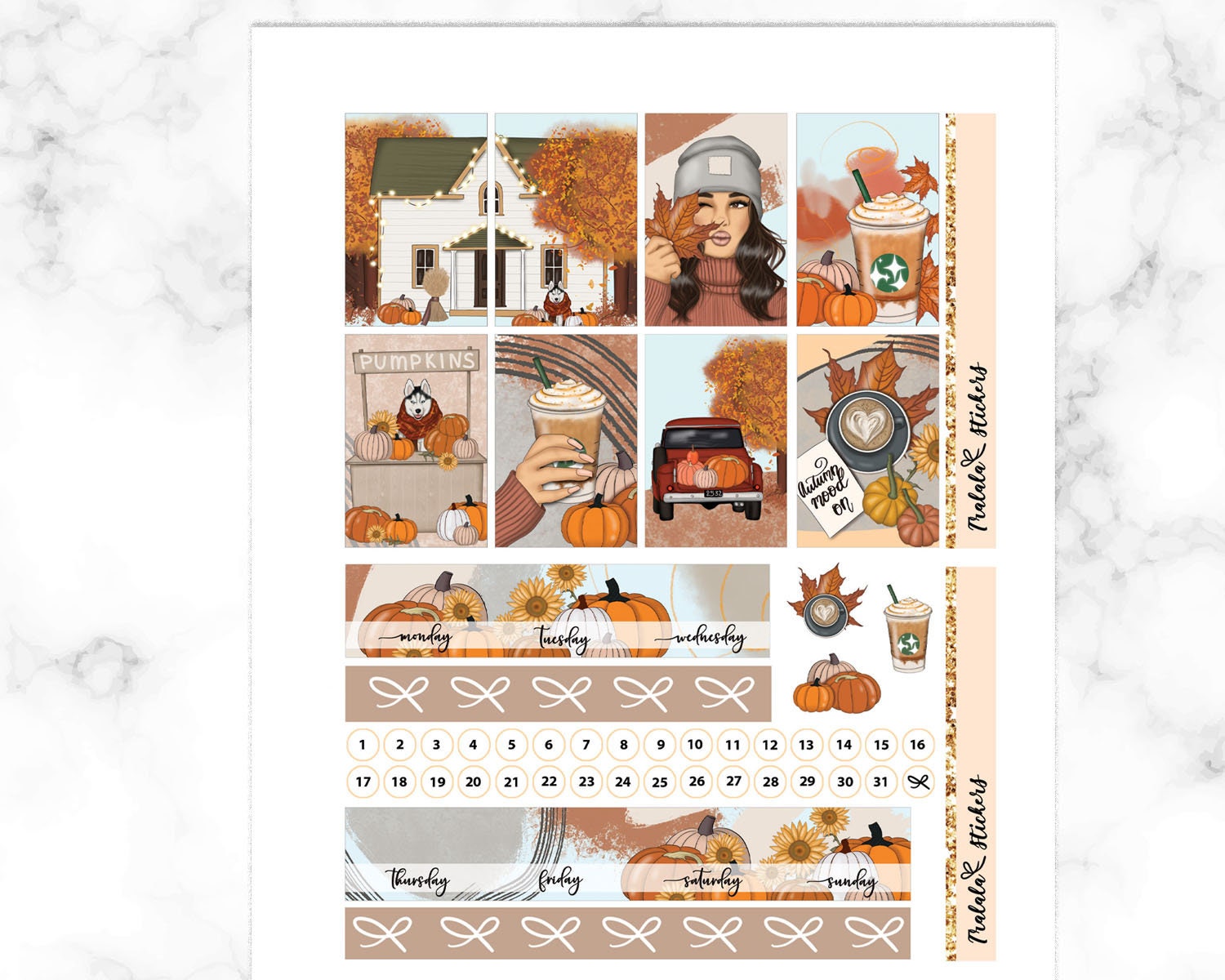Fall Printable Planner Stickers Happy Planner Weekly Kit - Etsy