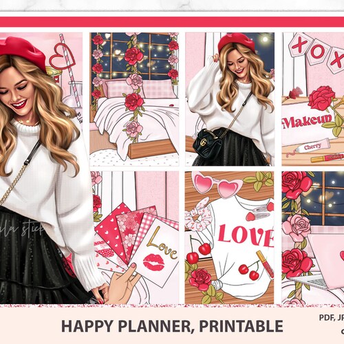 Printable VALENTINES Day Planner Stickers Happy Planner - Etsy