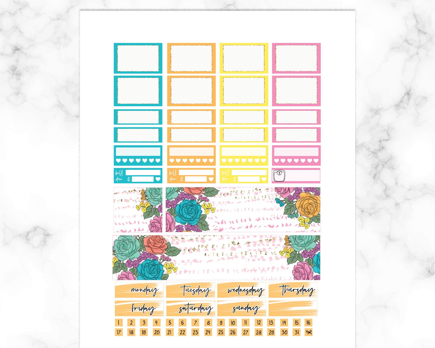 Printable Planner Stickers, Cottage Erin Condren Weekly Planner Sticker ...
