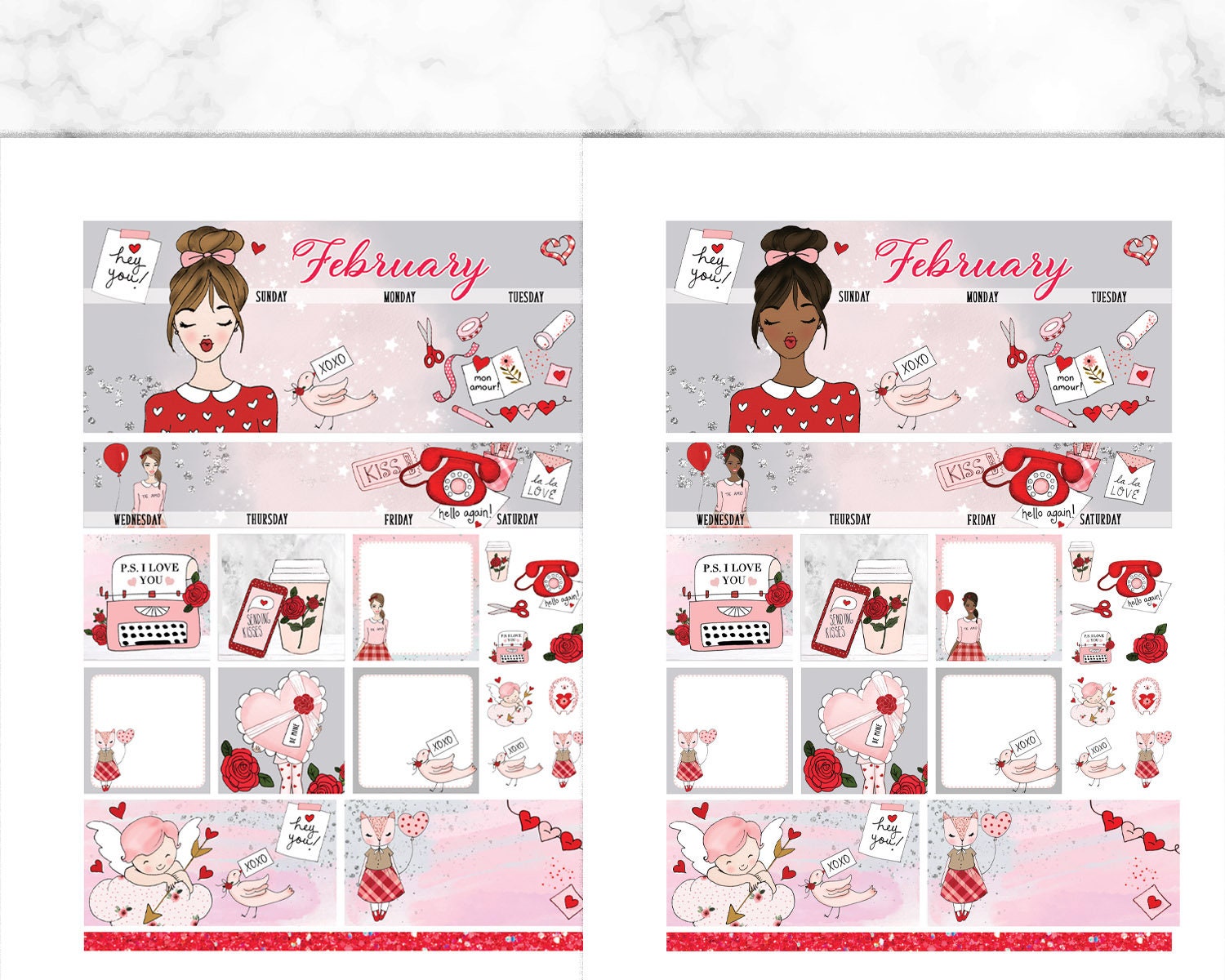 PRINTABLE FEBRUARY MONTHLY Kit Happy Planner Valentines Day - Etsy