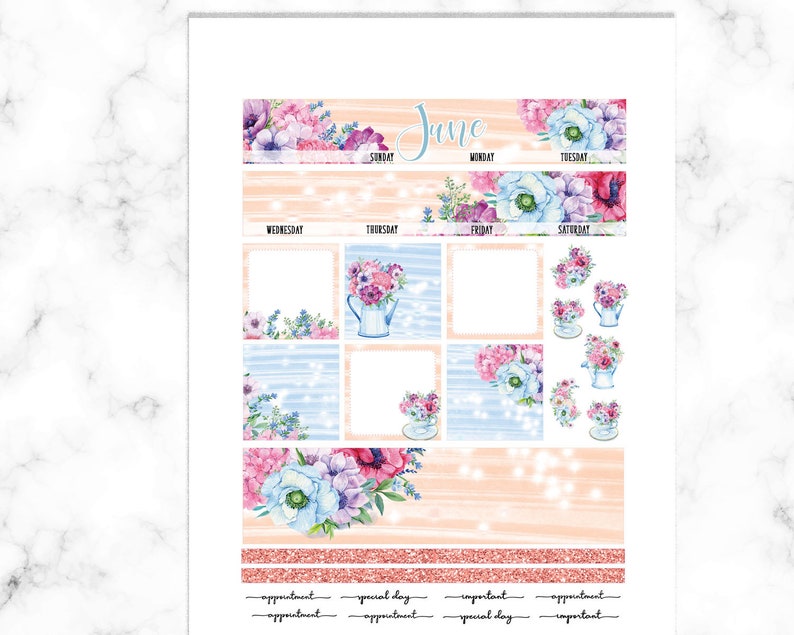 June Printable Monthly Kit, May Monthly, Happy Planner, MAMBI Deco ...