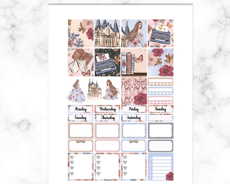 Autumn Princess Erin Condren Printable Stickers Bloomsical | Etsy
