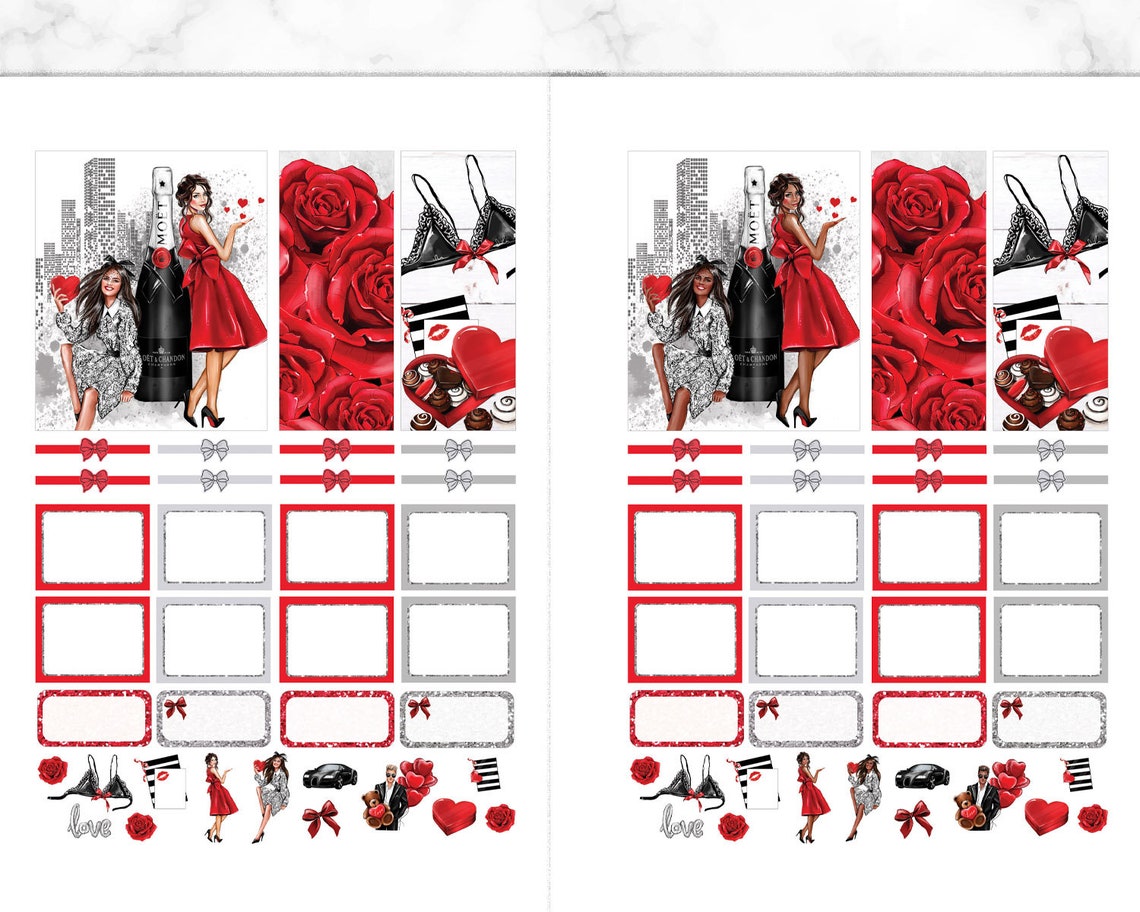 PRINTABLE VALENTINES DAY Happy Planner Sticker Planner | Etsy