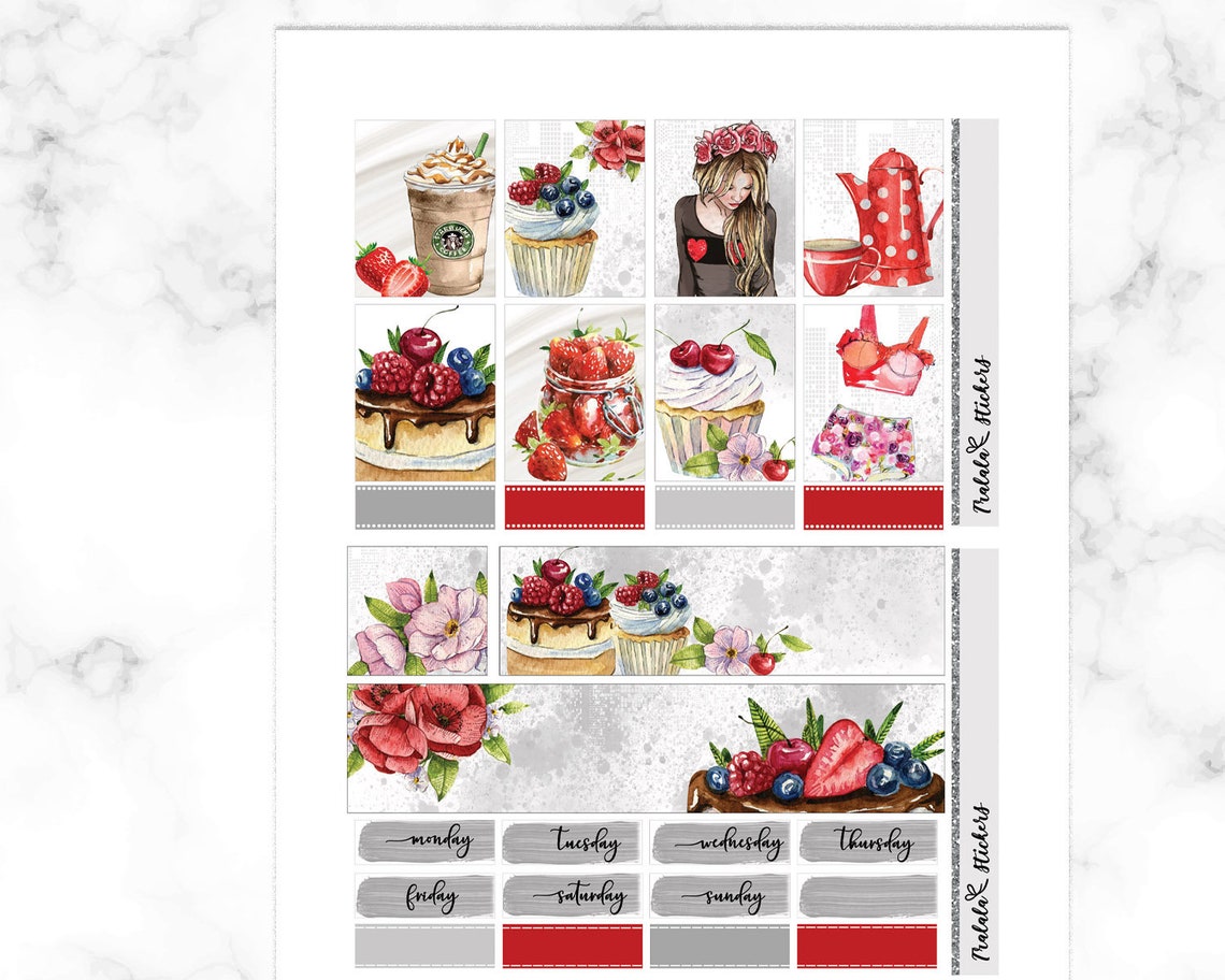 Erin Condern Printable Planner Stickers Tea Party Watercolor | Etsy