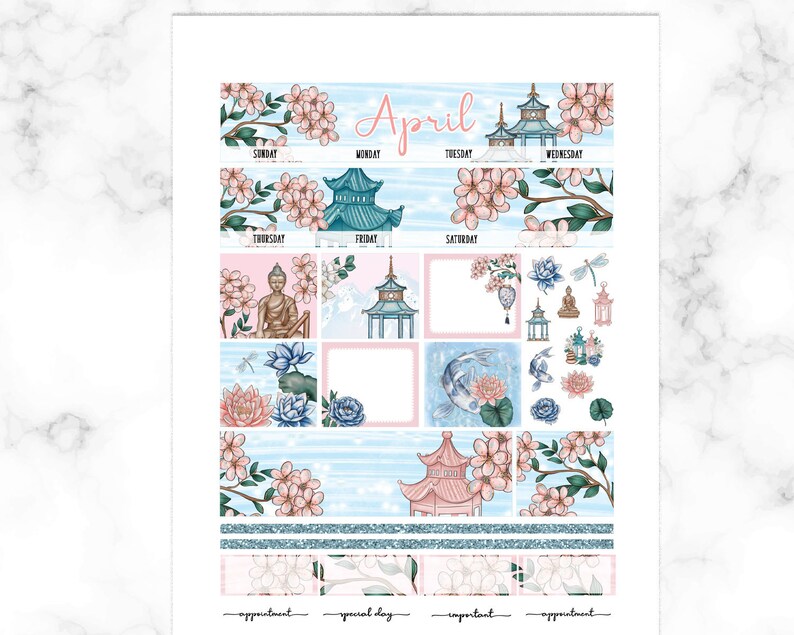 April Monthly Kit Printable for Erin Condren, Printable April Stickers ...