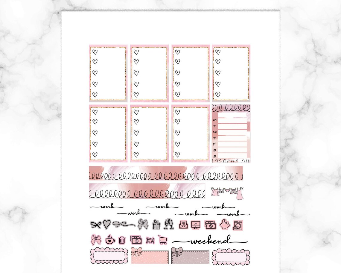 Weekly Sticker Kit Printable Happy Planner Stickers Pink | Etsy