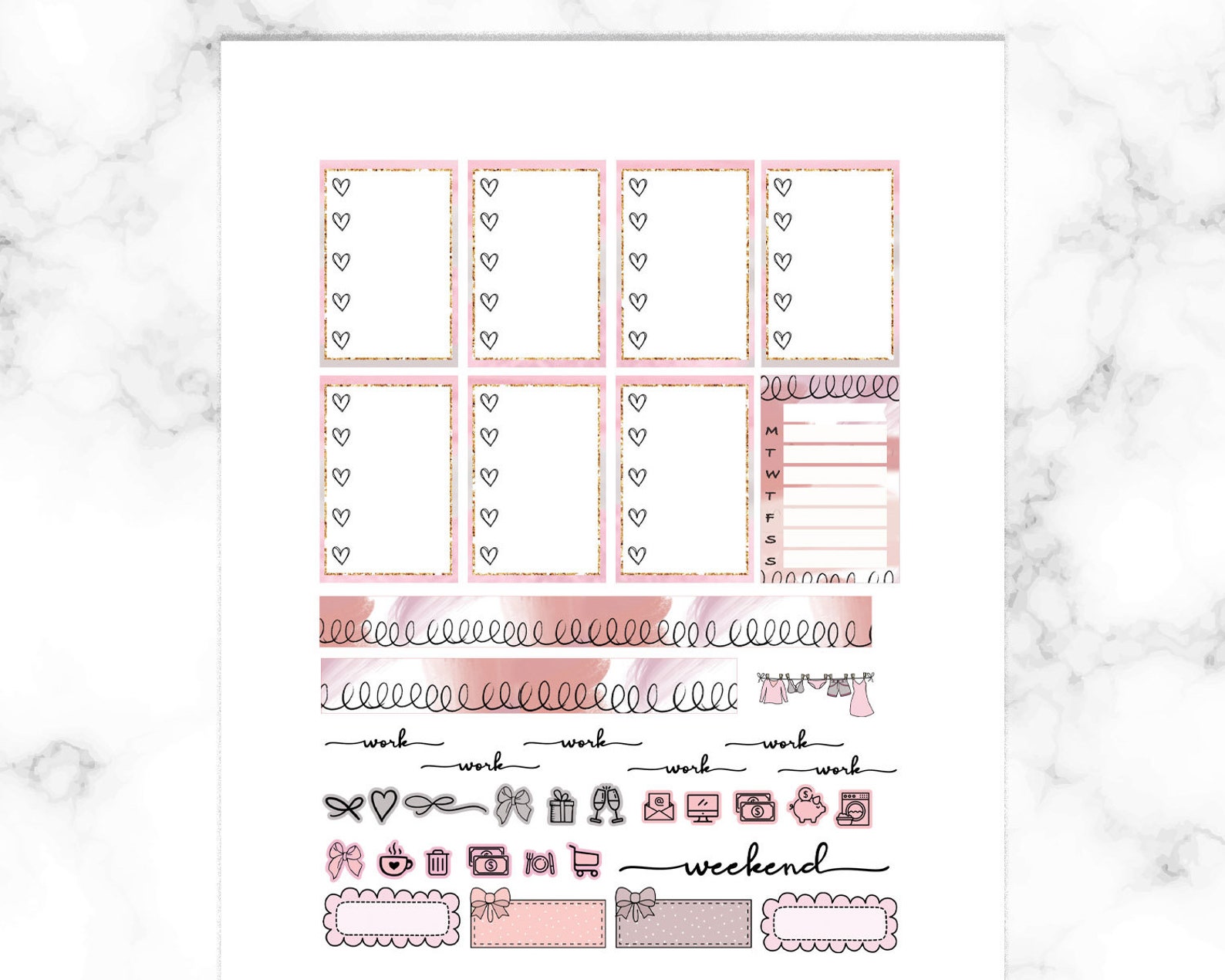 Weekly Sticker Kit Printable Happy Planner Stickers Pink | Etsy