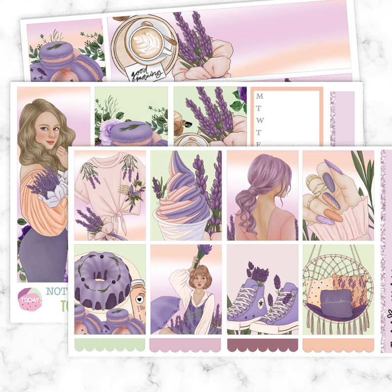 Lavender Flowers Printable Stickers, Spring, Floral Kit, Weekly ...