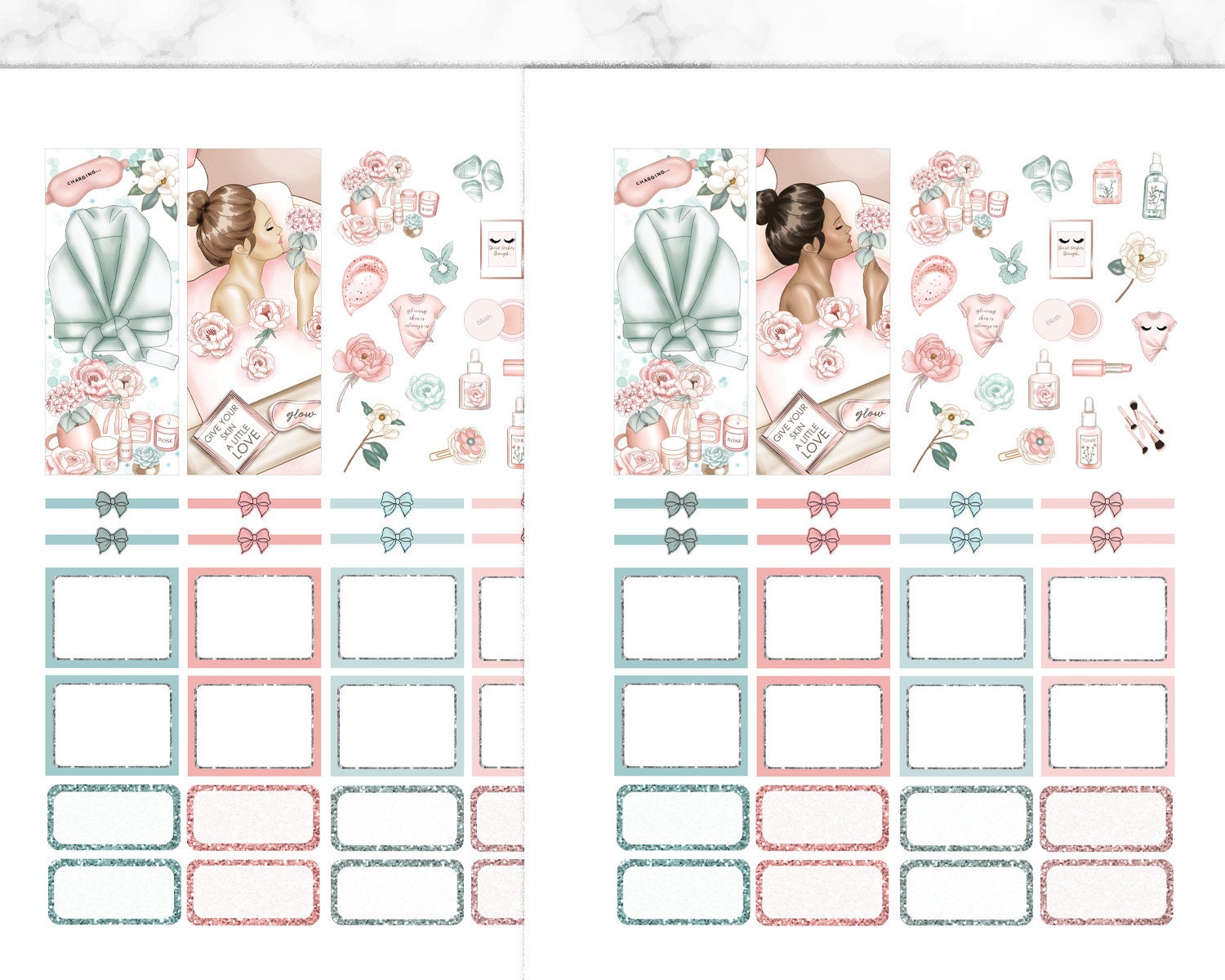 Self Care Printable Stickers Happy Planner Printable Kit SPA | Etsy