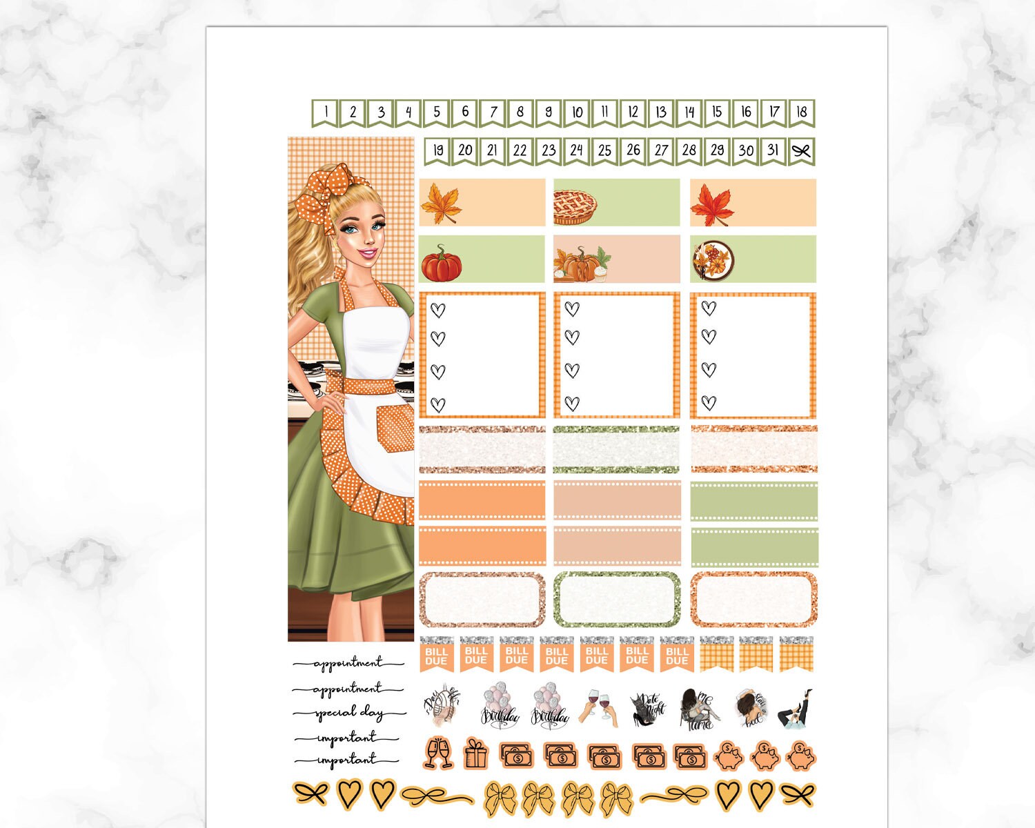 NOVEMBER Monthly Stickers Printable Happy Planner Monthly | Etsy
