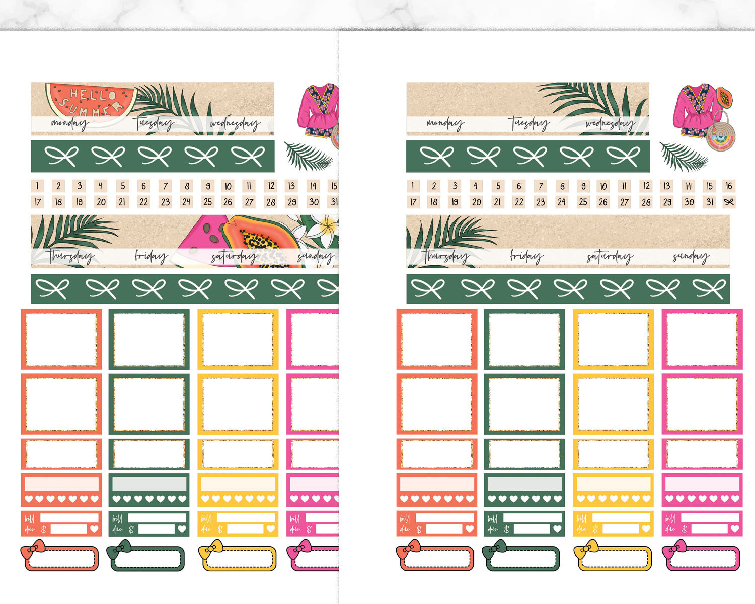 Happy Planner Stickers Printable Tropical Set Mambi Sticker - Etsy