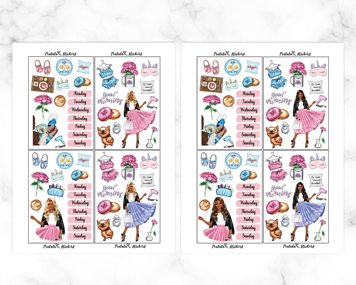 Good Morning Printable Deco Stickers ECLP Boss Babe Pastel - Etsy