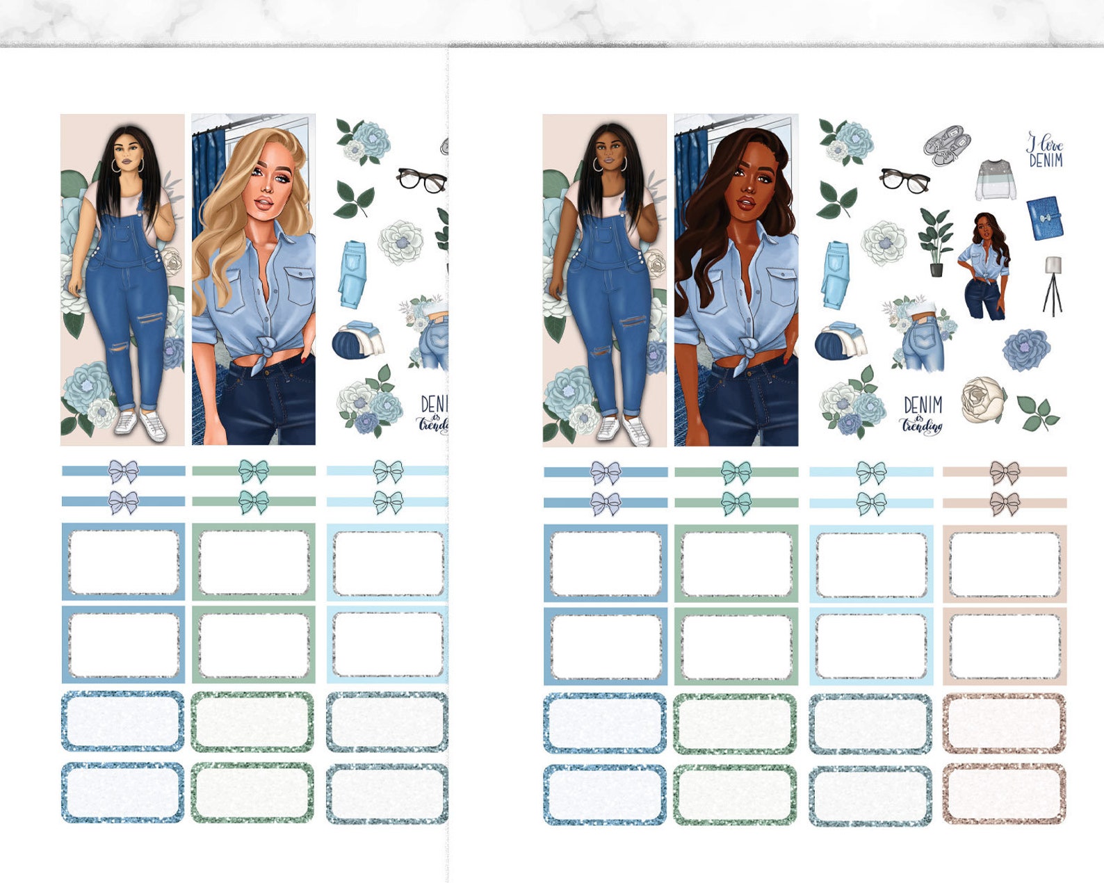 Denim Erin Condren Printable Planner Stickers, ECLP Weekly Kit, Digital ...