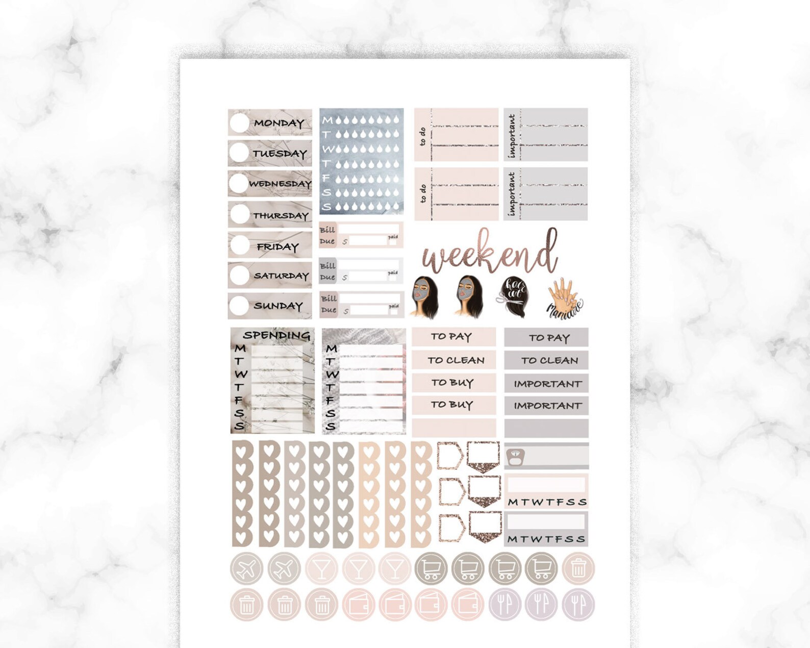 Good Morning Erin Condren Printable Planner Stickers Vertical - Etsy