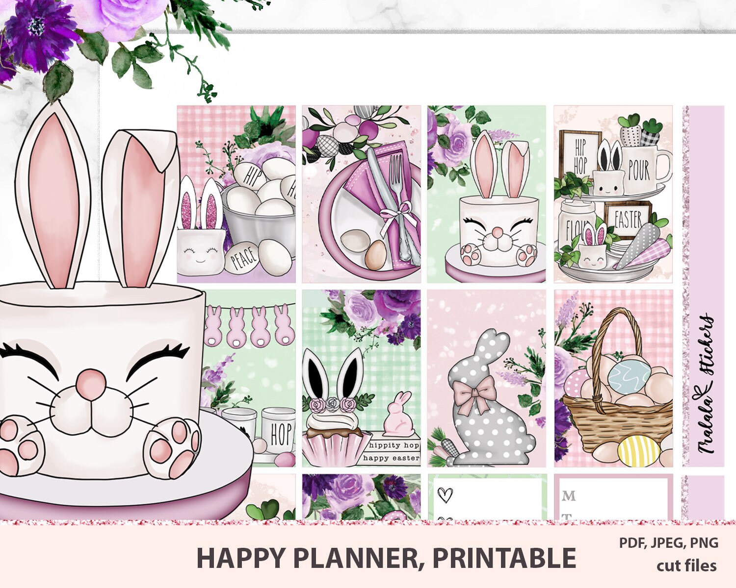 Purple EASTER Planner Stickers Printable MAMBI Sticker Kit - Etsy