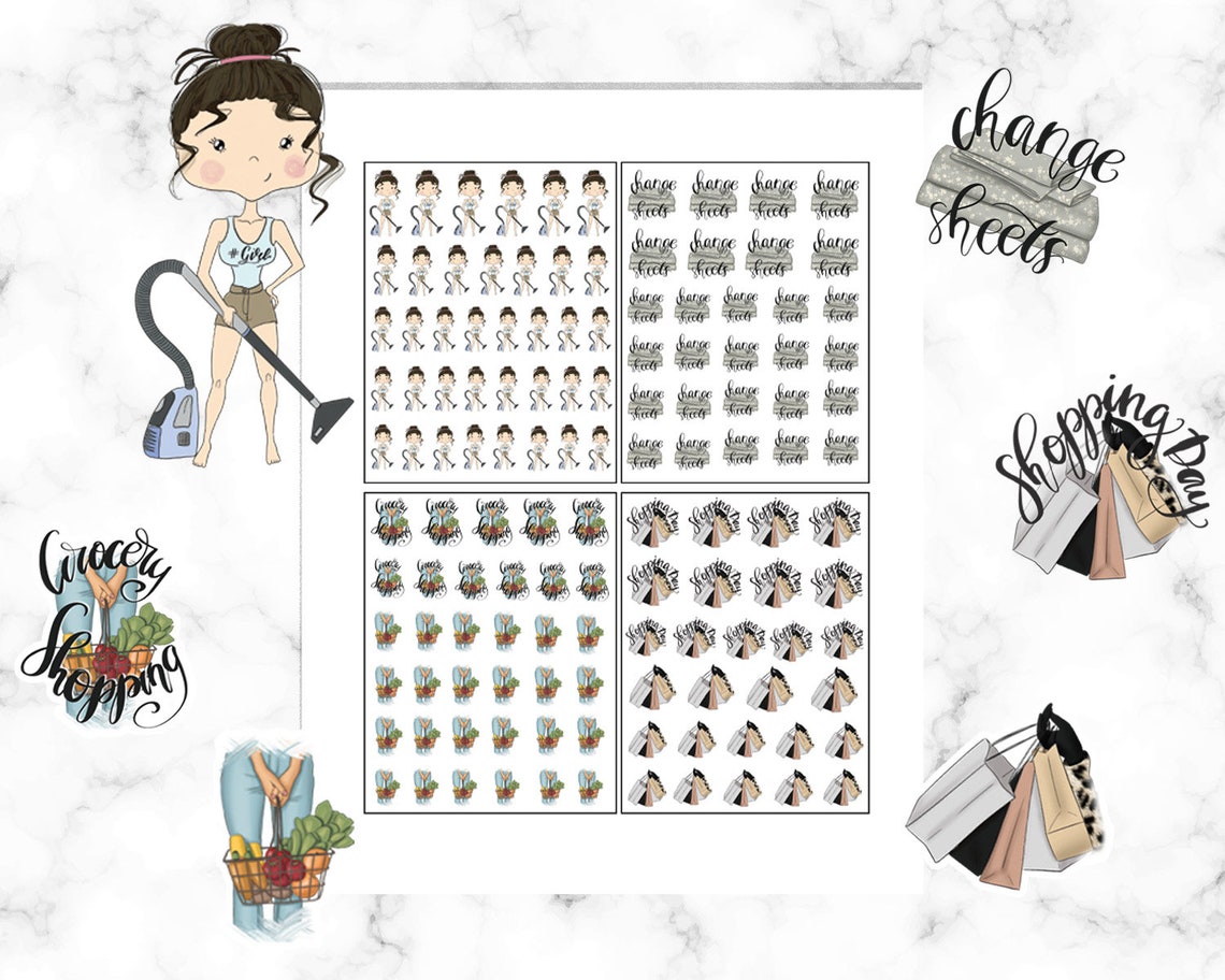 Printable Planner Stickers House Chores Cleaning Laundry - Etsy