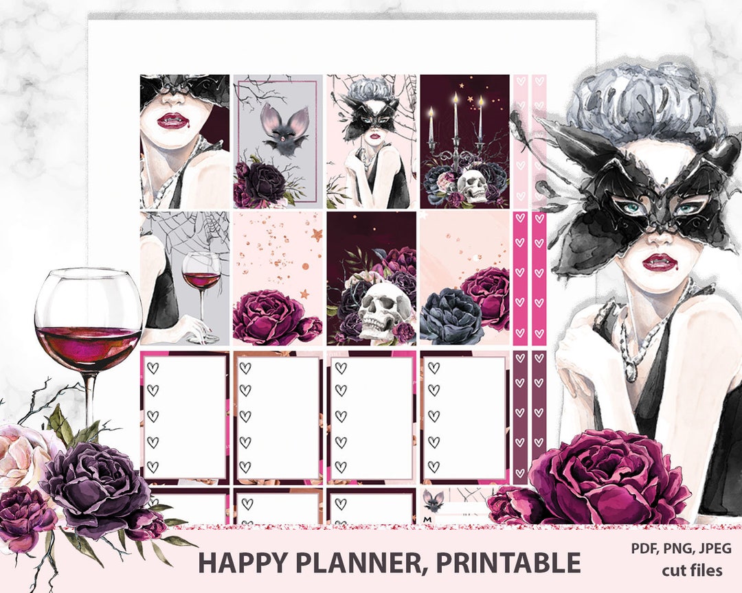 Halloween Sticker Kit for Happy Planner, Vampire Printable Stickers for ...