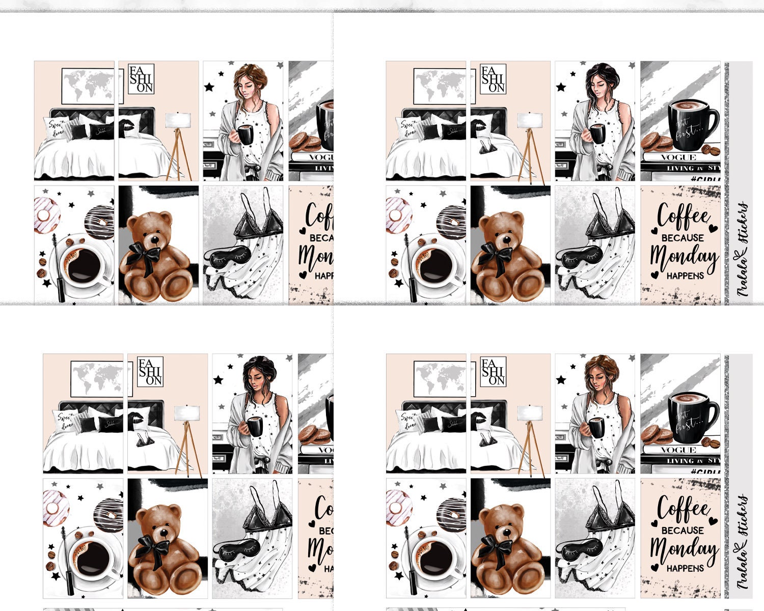 Happy Planner Printable Stickers Monday Coffee Weekly Kit | Etsy