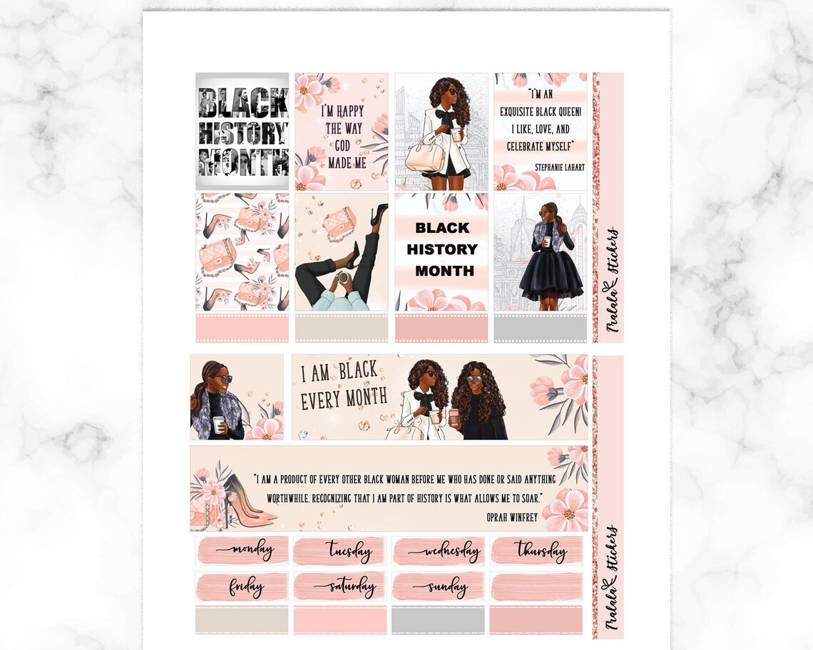 BLACK HISTORY Month Printable Weekly Planner Kit, Black Girl Magic ...