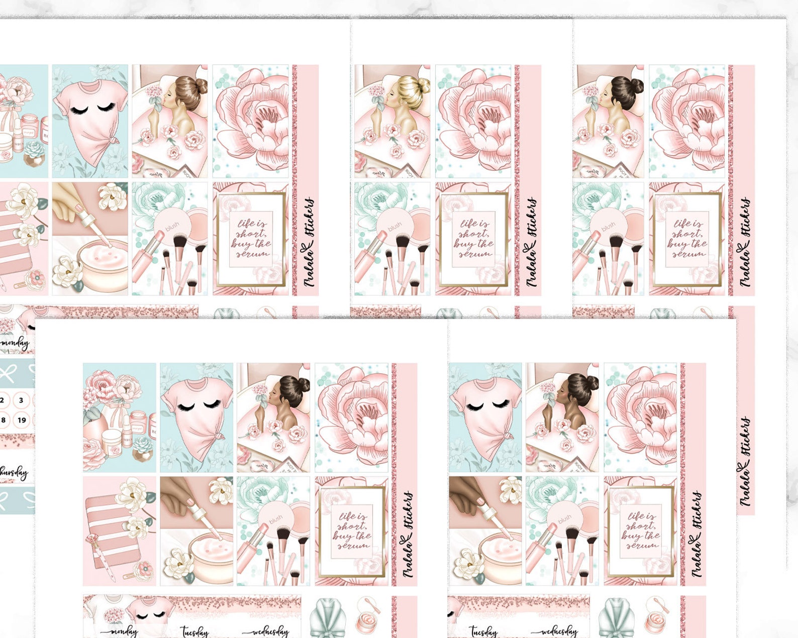 Self Care Printable Stickers Happy Planner Printable Kit SPA | Etsy