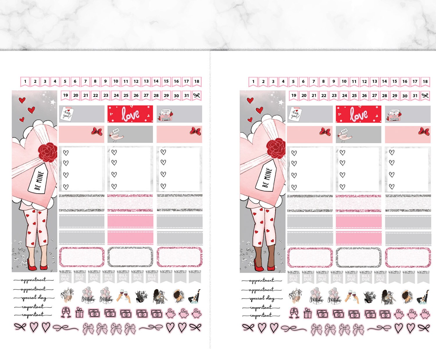 PRINTABLE FEBRUARY MONTHLY Kit Happy Planner Valentines Day - Etsy