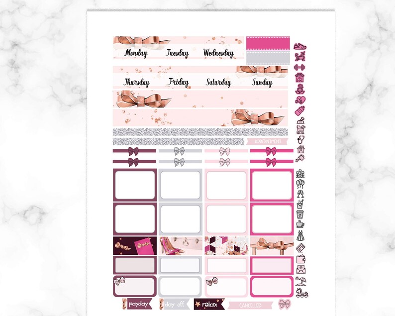 Rose gold Happy planner stickers printable MAMBI classic | Etsy