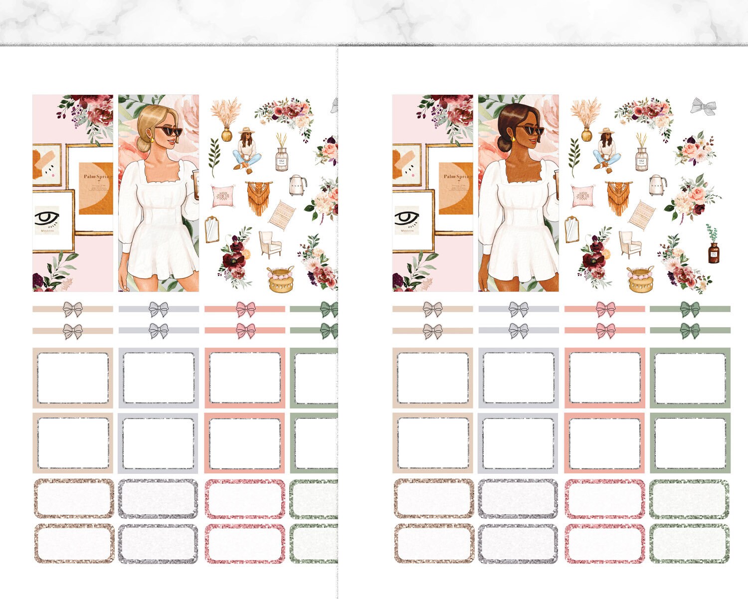 Boho Happy Planner Printable Stickers Floral Sticker Kit - Etsy