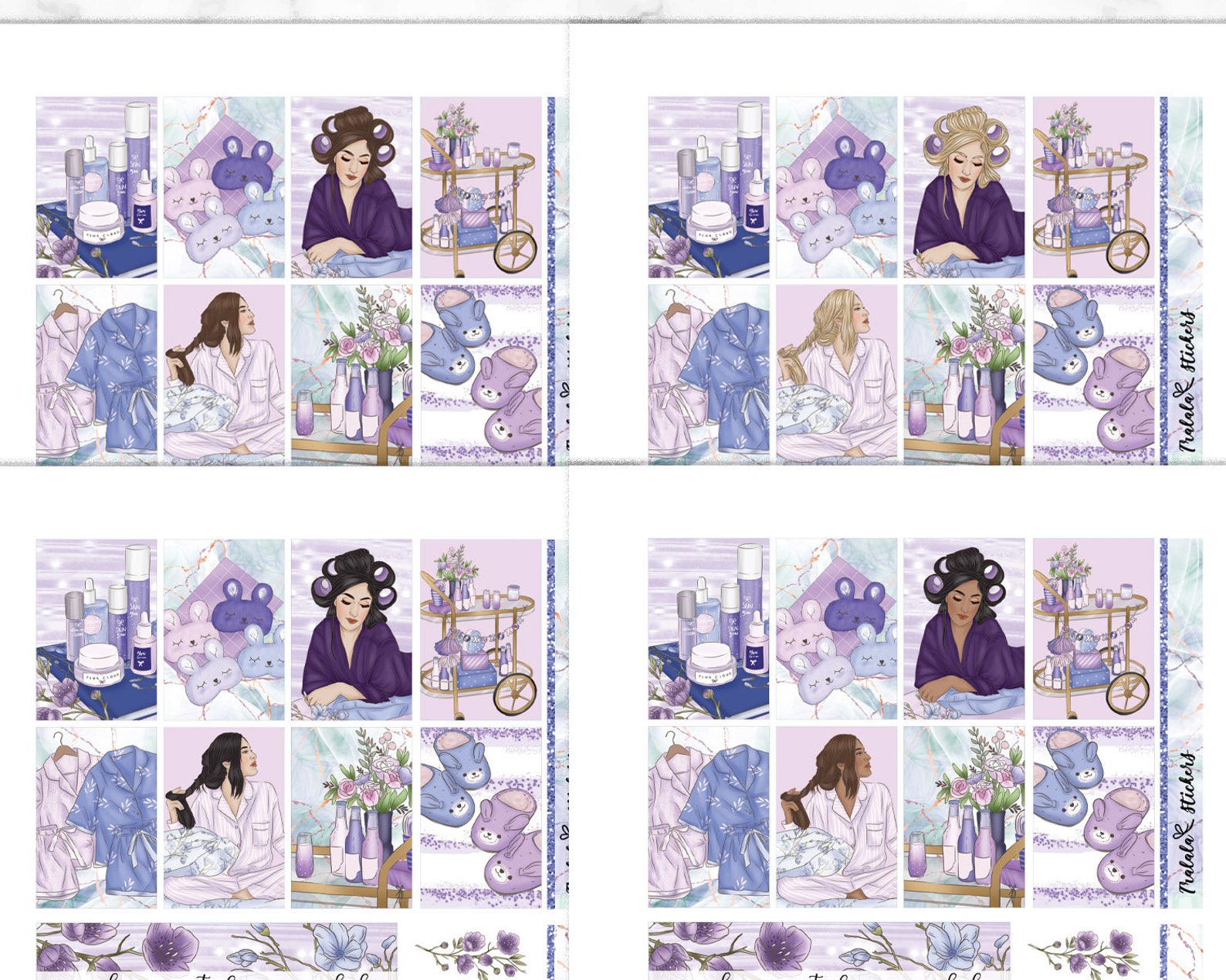 Sleepover Printable Sticker Kit, Slumber Party Weekly Set, Purple ...