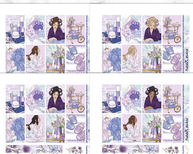 Sleepover Printable Sticker Kit Slumber Party Weekly Set - Etsy