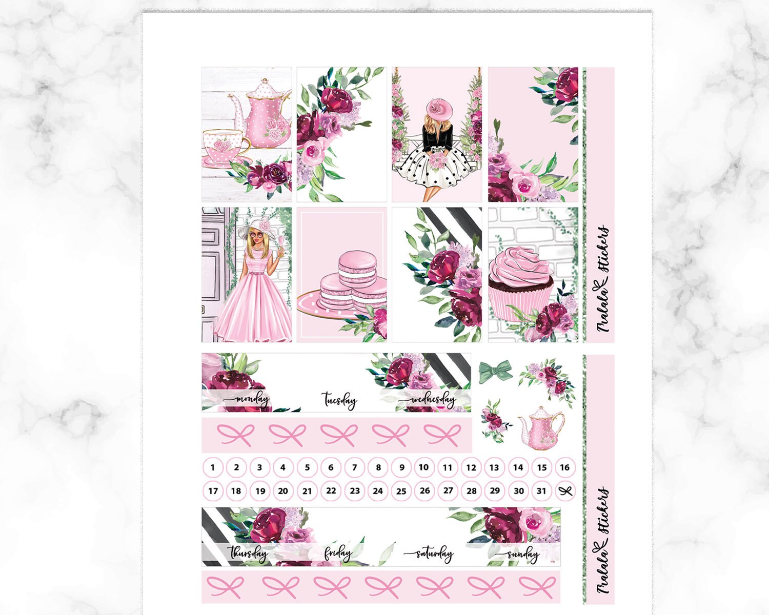 Happy Planner Printable Planner Stickers Tea Party, Brunch Sticker Kit ...